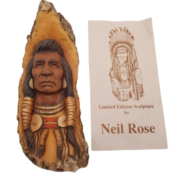 Art | Neil J Rose Native America Roaring Thunder Sculpture Signed ...